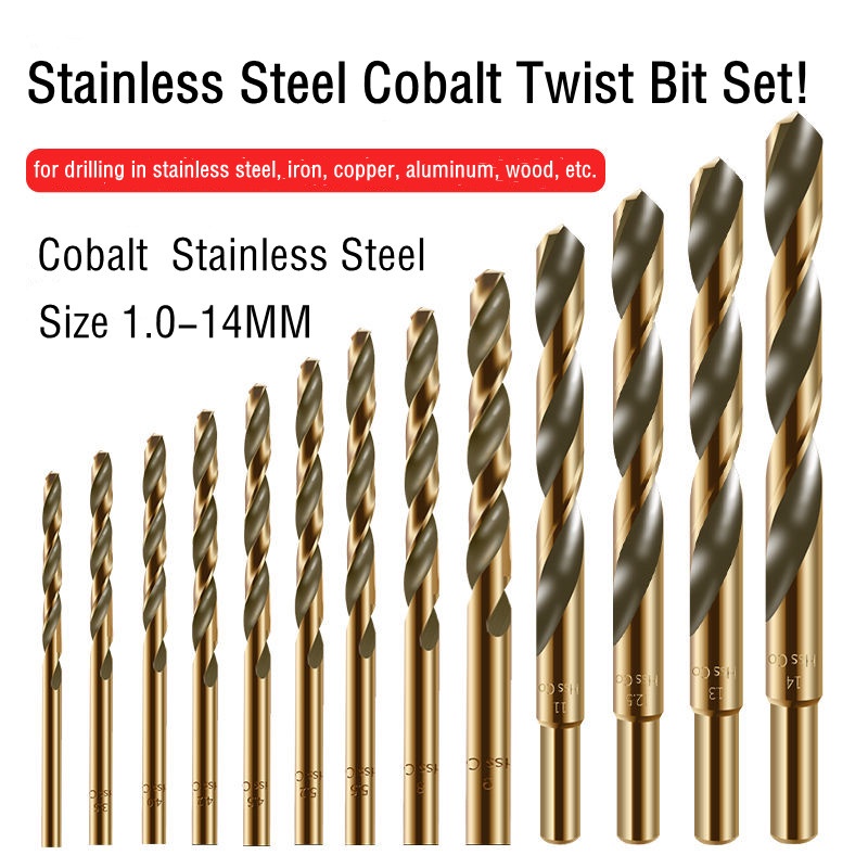 Twist Drill Bit Set M43 Cobalt Rotary Drills Stainless Steel Hole Drill ...