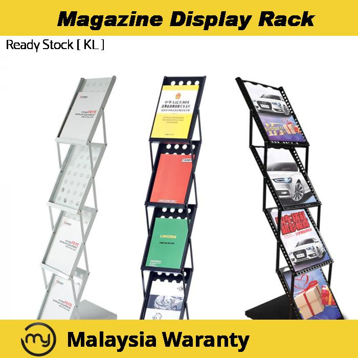 Foldable Metal 4 Layer Magazine Brochure Newspaper Display Stand Rack ...