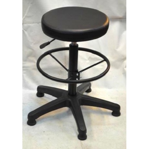 High stool , round seat , height 59 to 85 cm, 5 prong base with glider ...