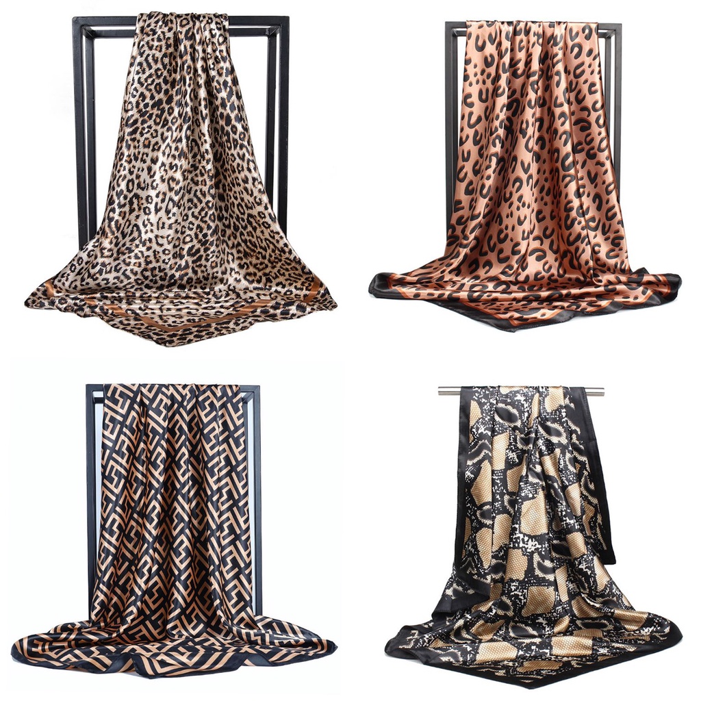 Tudung bawal satin immitate silk hijab corak leopard snake tudung ice ...