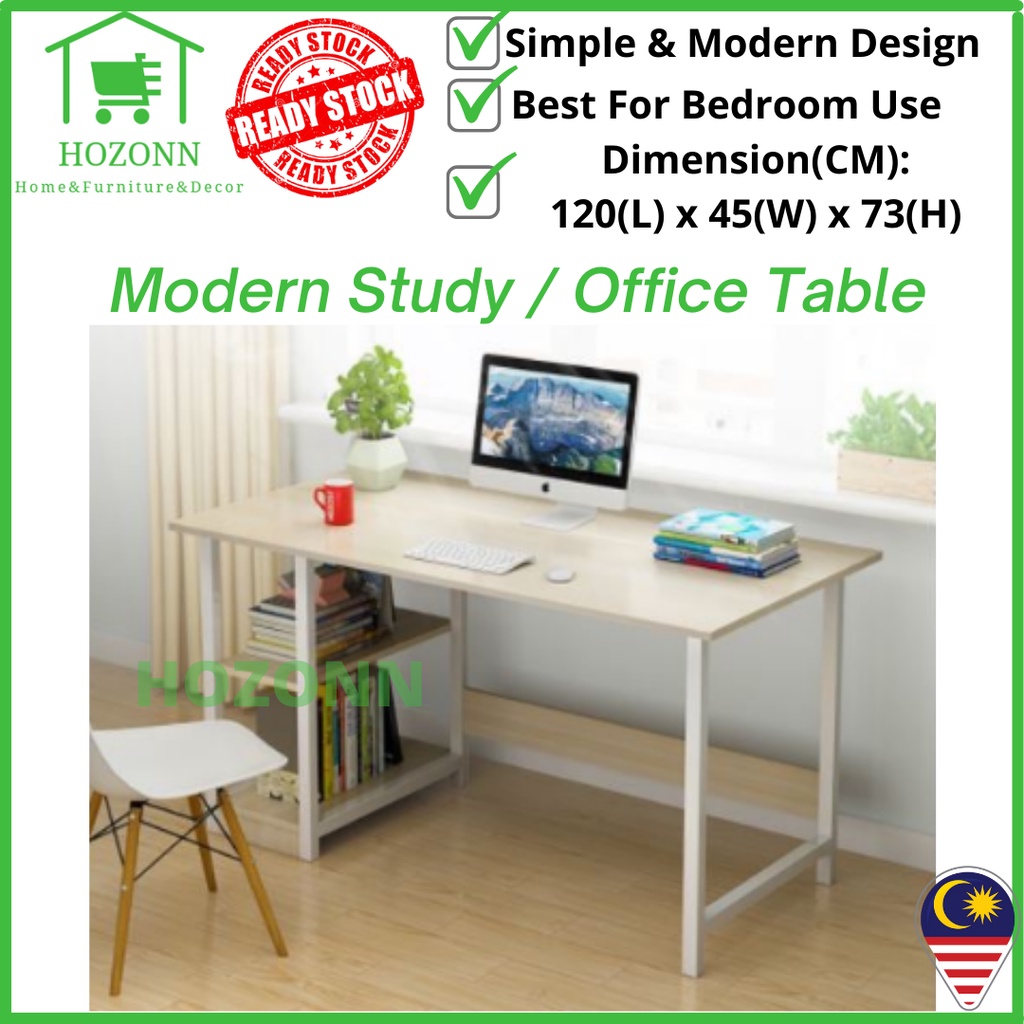 HOZONN Study Table Meja Belajar Double Layer Book Rak PC Laptop Table ...