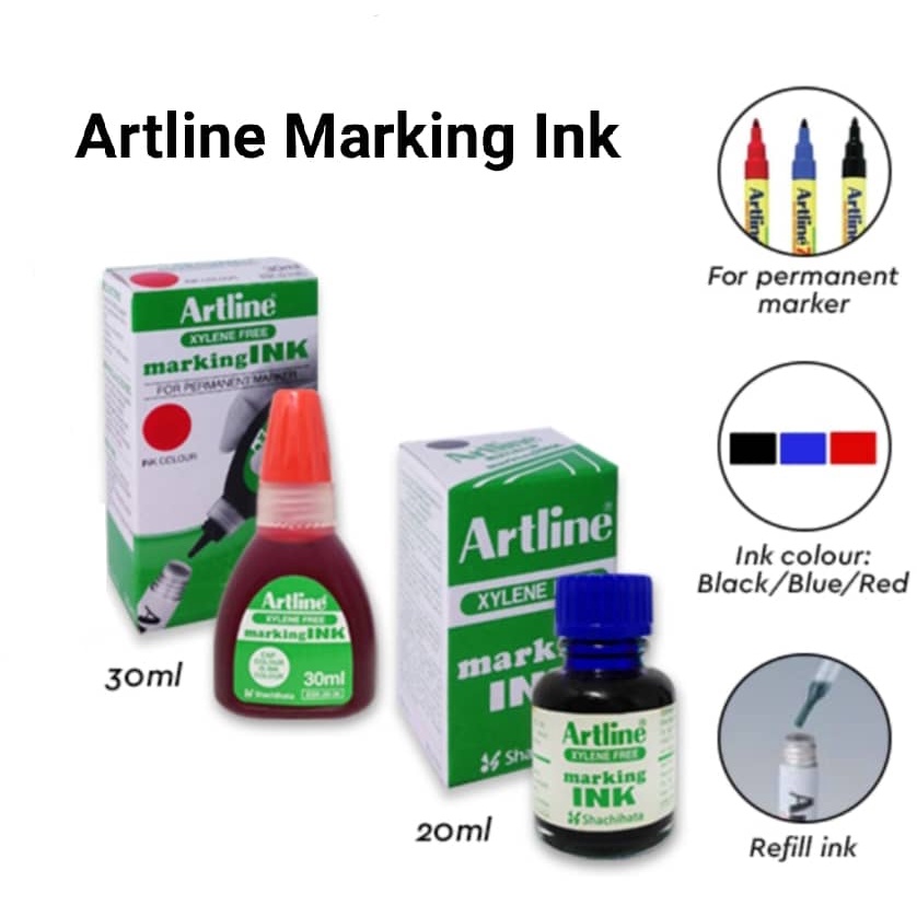 (ORIGINAL) Artline Permanent Marking Ink Refill Quality (20ml/30ml ...