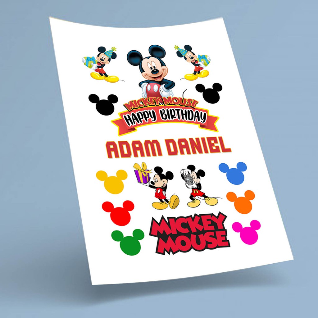 MICKEY MOUSE CUSTOM NAME & AGE [JPEG FORMAT/FILE] [CAKE TOPPER] [PRINT ...
