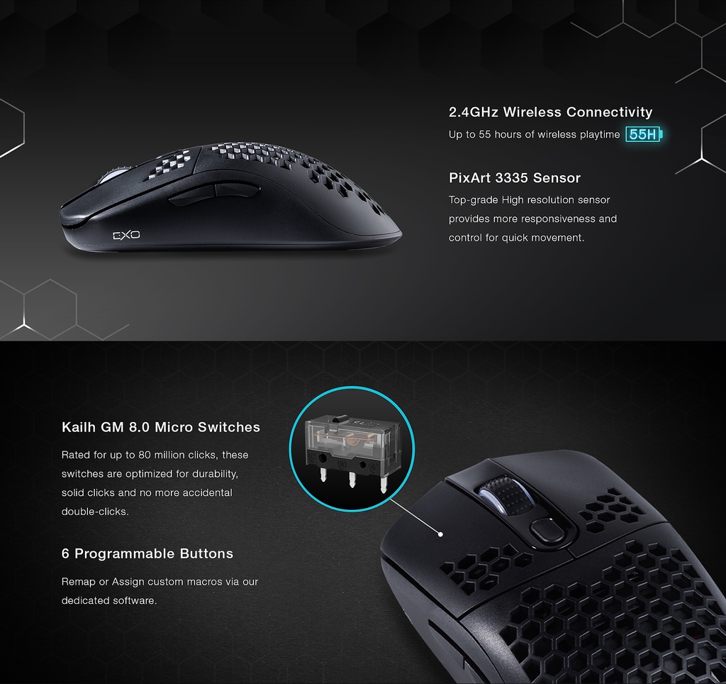 Tecware Exo Wireless RGB Gaming Mouse - (Black/White) | Shopee Malaysia