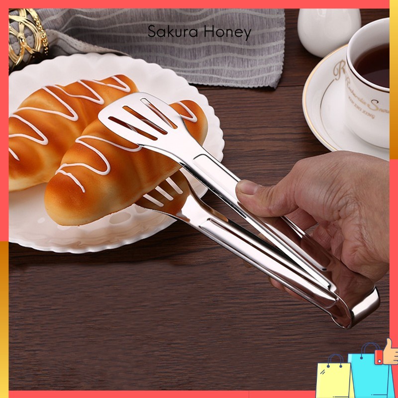 Penyepit makanan panjang besi, stainless steel kitchen tongs food tongs ...