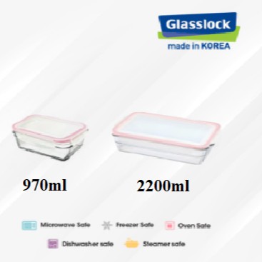 GlassLock : Oven Safe Rectangular 2200 and 970ml | Shopee Malaysia