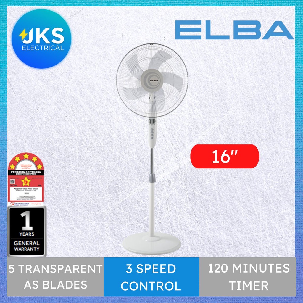 ELBA 16" Stand Fan ESF-E1639TM(GR) | Whisper Quiet | 3-Speed Control ...