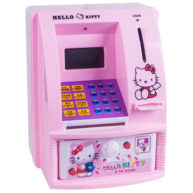 Hello Kitty Kids ATM Mesin Coin Box Money Saving Bank Machine Password ...