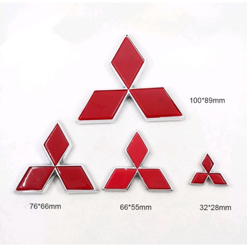 Mitsubishi Front Rear Red Badge Logo Car Emblem - READY STOCK | Shopee ...