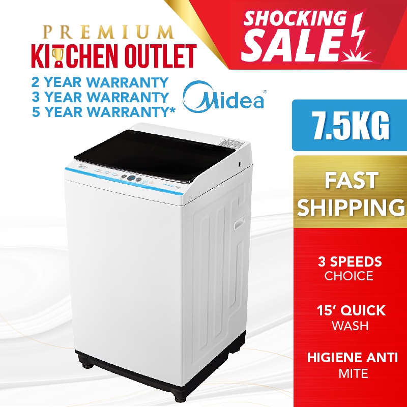 Midea 7.5KG Top Load Fully Auto Washing Machine MA100W75/WK/E | MFW ...