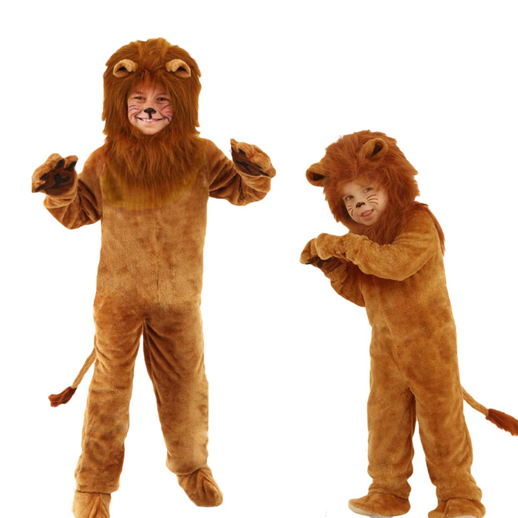 4Pcs Adult Men Kids Cosplay Lion Costume Halloween Animal Kigurumi ...