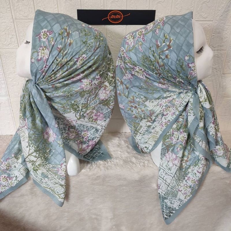 Square HIJAB VOAL MOTIF TOWER LIGHT BLUE HIJAB VEIL | Shopee Malaysia