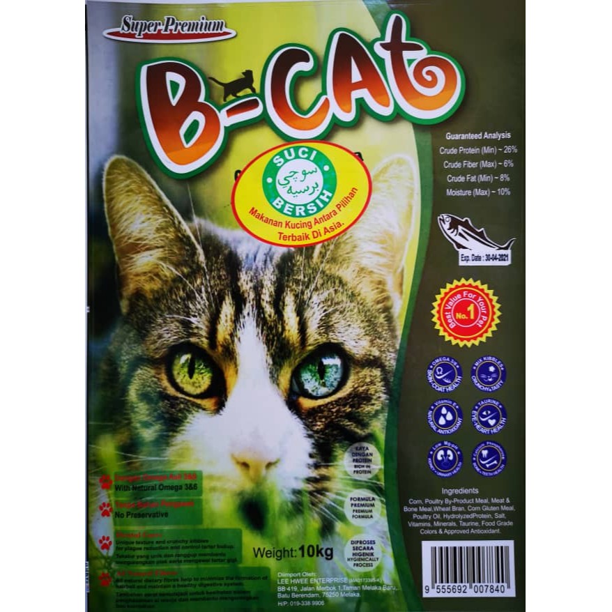 makanan kucing murah 10kg B-CAT food 10kg (chicken & tuna) | Shopee ...