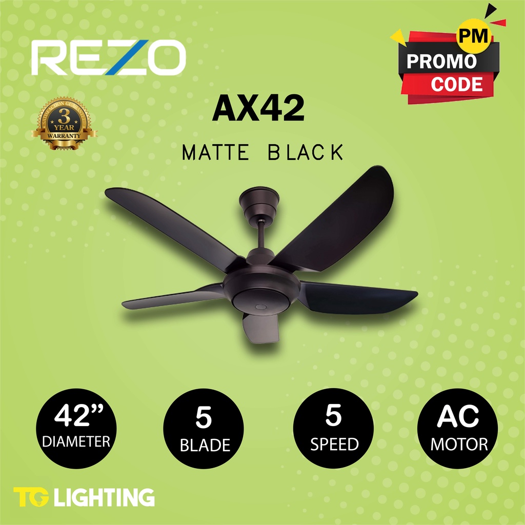 𝗥𝗘𝗭𝗢 𝗔𝗫𝟰𝟮 𝗖𝗘𝗜𝗟𝗜𝗡𝗚 𝗙𝗔𝗡 42" [2022 NEW!!] REZO UPGRADED Model AX42 5 Speed ...
