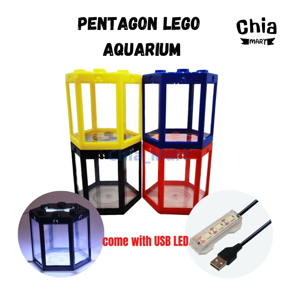 Aquarium Pentagon Shape Lego Block Tank Betta, Guppy Tank Building ...