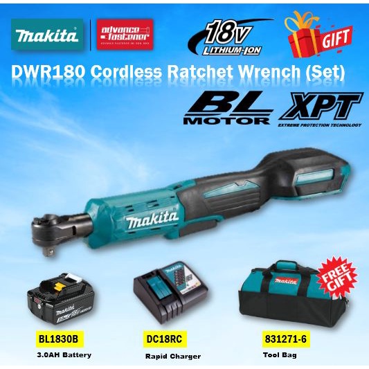 MAKITA DWR180Z / DWR180 18V Cordless Ratchet Wrench 9.5 mm (3/8 ...