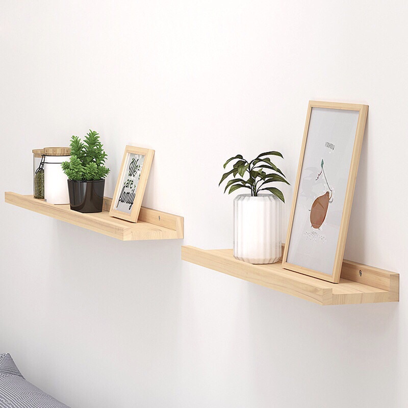 KAYU HIASAN DINDING Floating Minimalist aesthetic Wooden Wall Shelf ...