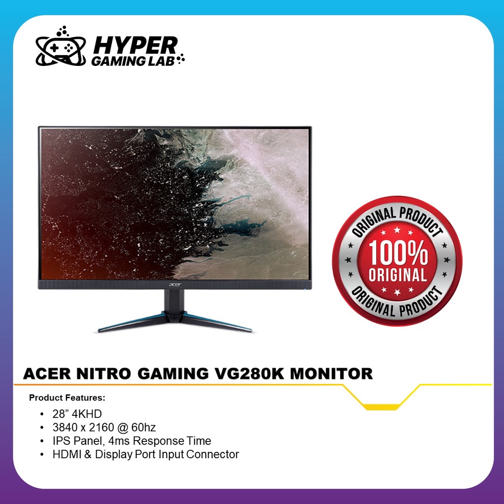 Acer Nitro VG280K 28" IPS 4K 60HZ 4MS G-SYNC Compatible Gaming Monitor | Shopee Malaysia