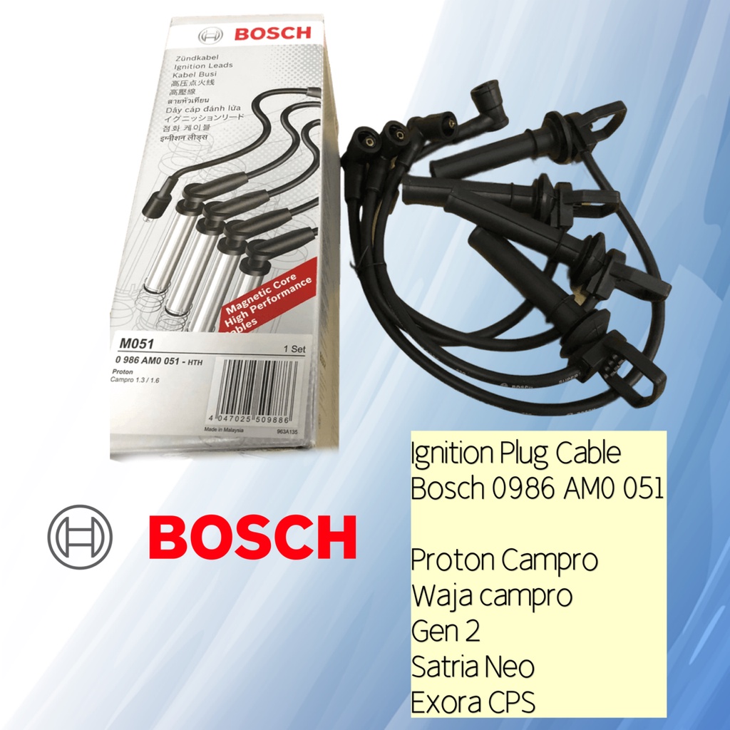 BOSCH AM0051 IGNITION PLUG CABLE WAJA CAMPRO,GEN 2,SATRIA NEO,EXORA CPS ...