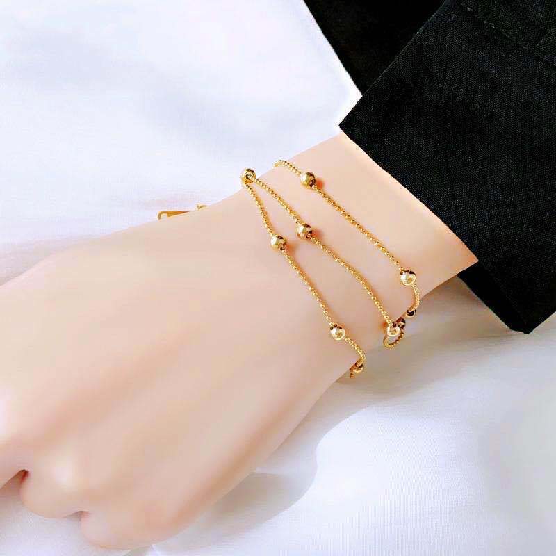 Elegant 18K 3-layer gold stainless steel chain bracelet. | Shopee Malaysia