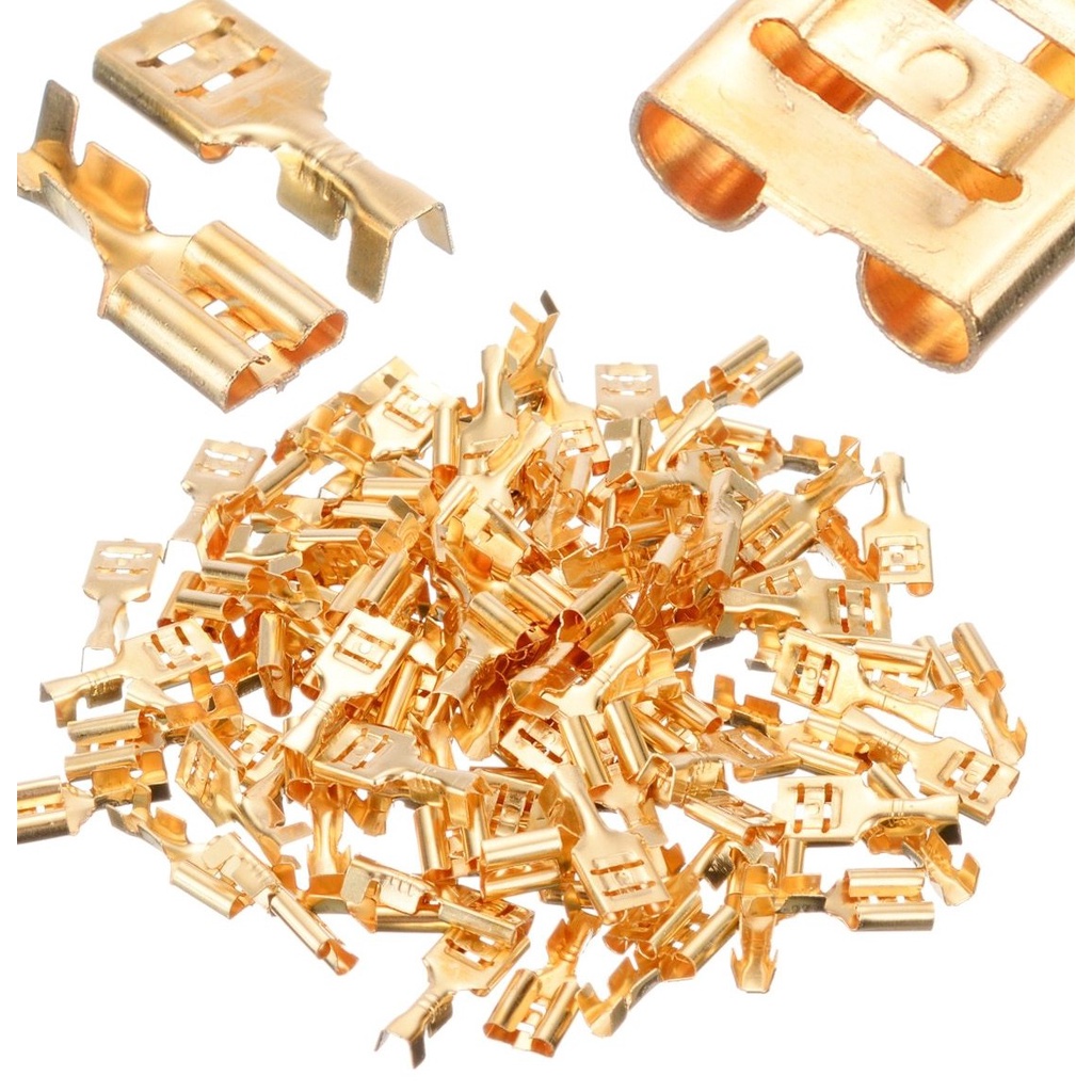 Gold Brass Terminal Wire Clip Wiring Car Speaker Female Spade Terminal ...