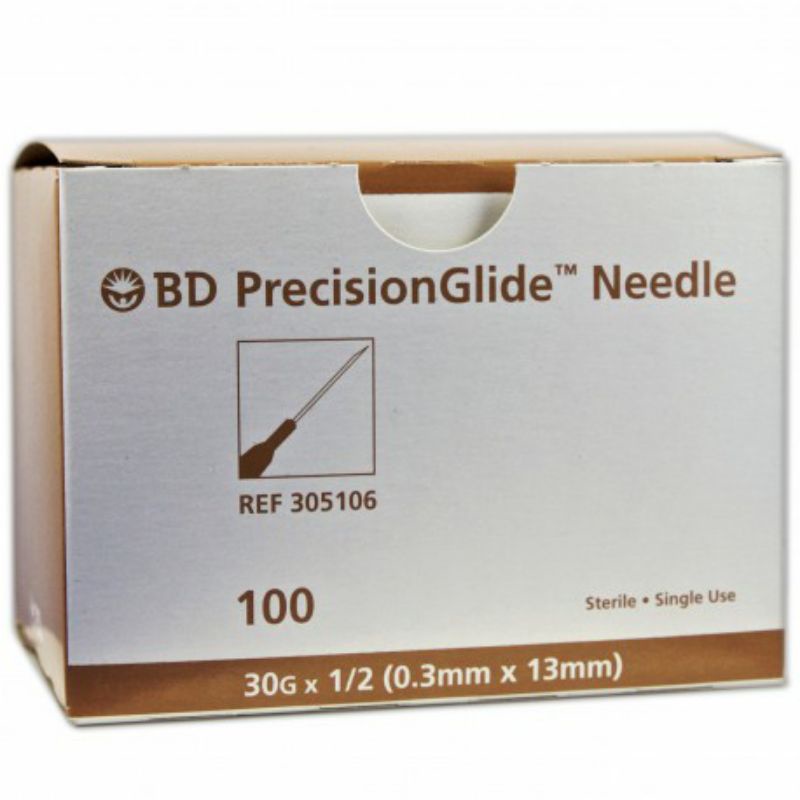 Bd Precisionglide Needle 30g 1/2 (0.3mm X 13mm) 100'S Jarum Halus Pendek / 30g 1" 25mm | Shopee ...