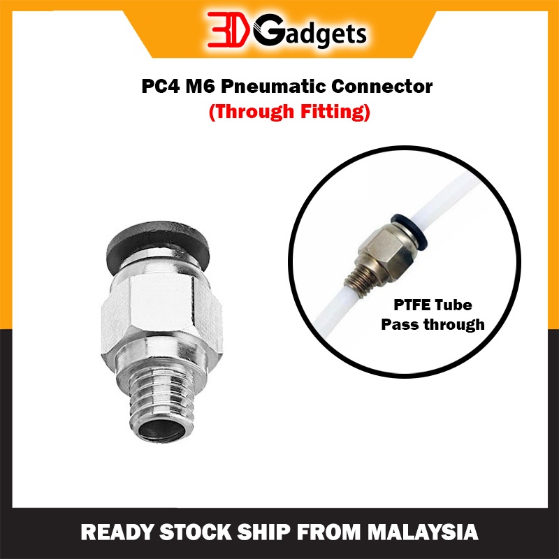 PC4 M6 Pneumatic Connector (Through Fitting) for 3D Printer | Shopee ...