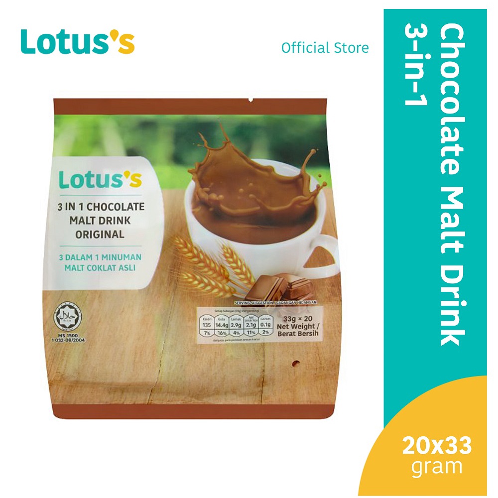 Lotus's Chocomalt Drink 3-In-1 Original 18x30g | Shopee Malaysia