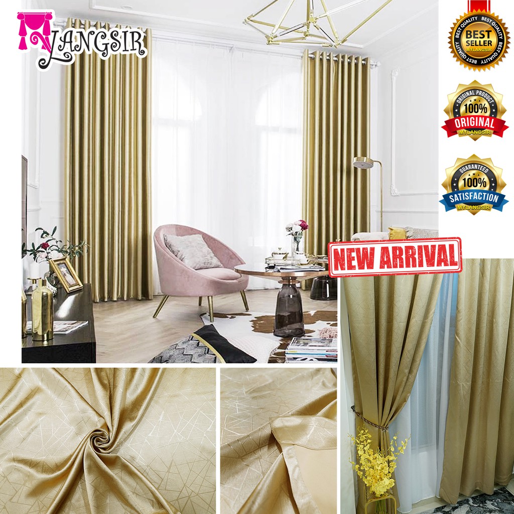 MYLANGSIR Abstract Window Curtain Blackout 90% / Langsir Tebal Hotel ...
