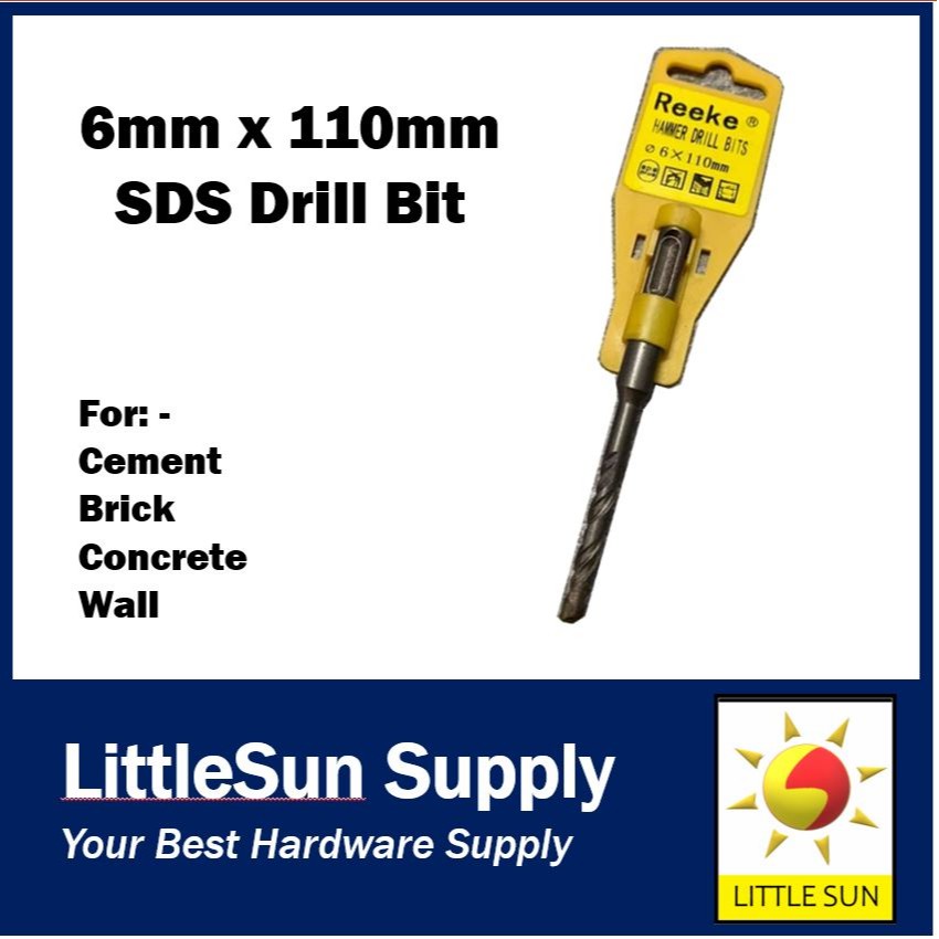 6mm x 110mm SDS DRILL BIT - SIZE FOR PVC WALL PLUG (FOR BRICK, CEMENT ...