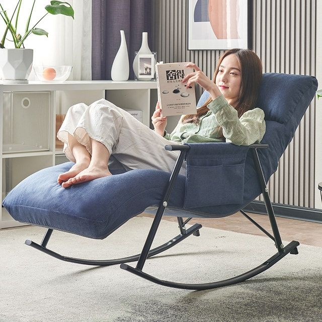 Fabric rocking chair recliner adult home lazy nap sofa simple modern ...