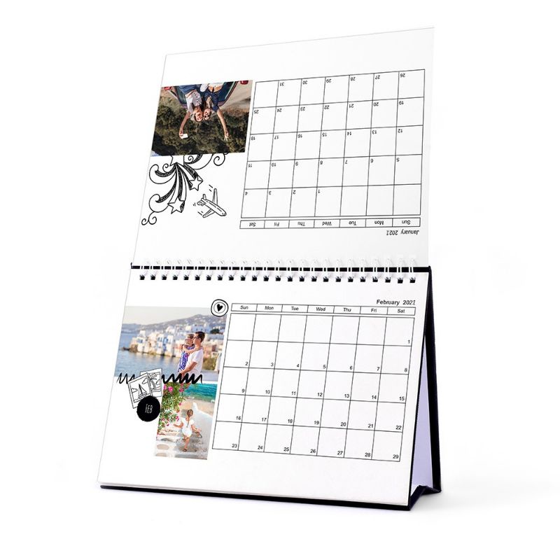 Pixajoy - Desk Calendar (12 Months) 6" x 8" Portrait / Landscape, 16 ...