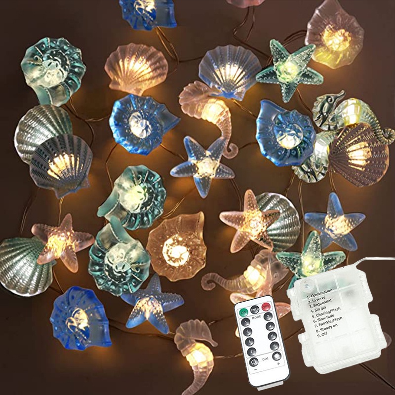 3M 30 LED Seashell Ocean Seahorse Conch Starfish Fairy String Lights ...