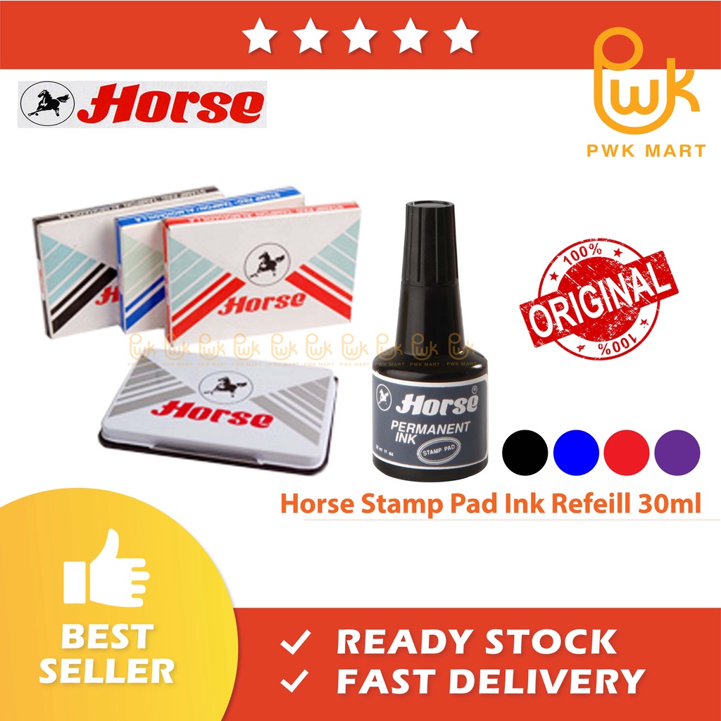 HORSE STAMP PAD INK ENDORSING INK / Dawat Ink Chop 30ML 🐎 (WITHOUT OIL ...