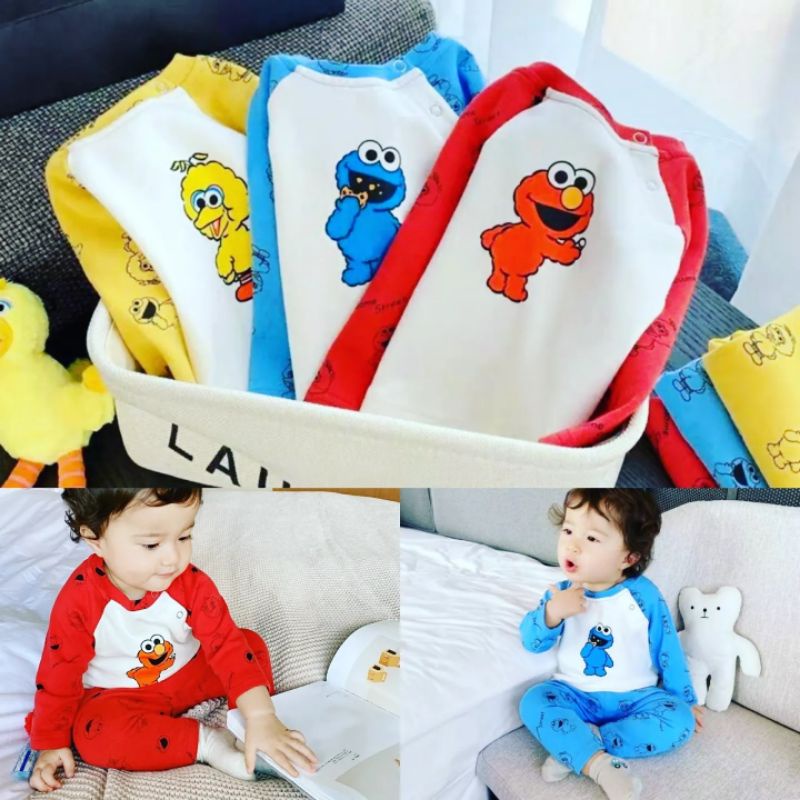 COOKIE MONSTER ELMO SESAME STREET BABY KIDS PYJAMAS | Shopee Malaysia