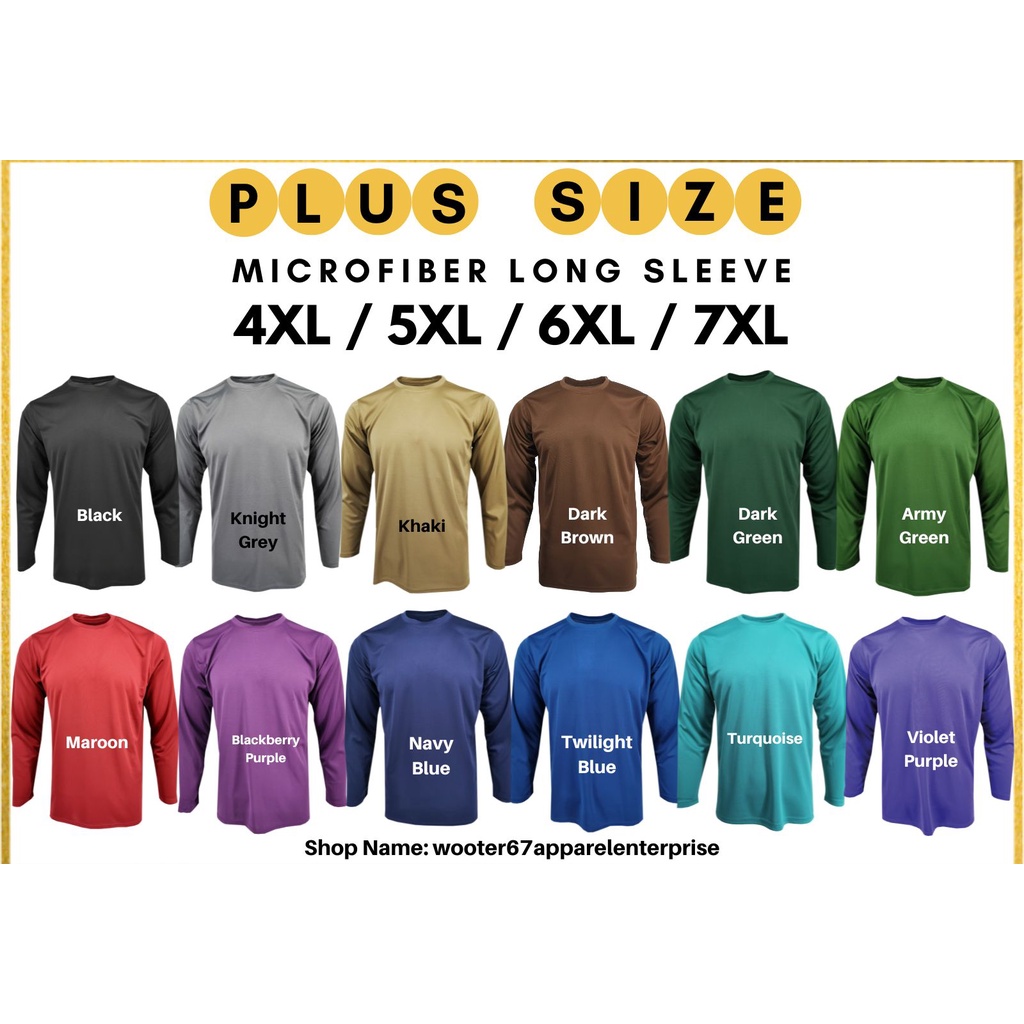 (4XL-7XL) Plus Size Microfiber Long Sleeve T Shirt Baju T Shirt Lelaki ...