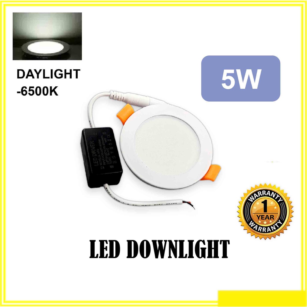 LED Downlight 5W Round - Daylight - 6500K - Ceiling Light Panel Light ...