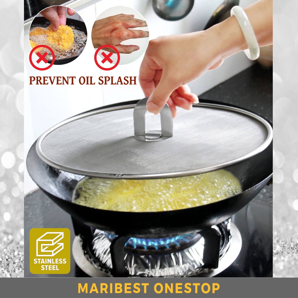 Splatter Screen Kitchen Oil Proof Lid Stainless Steel Oil Spill Proof ...