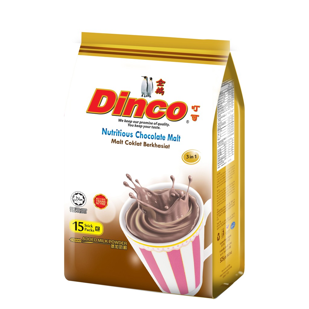 DINCO 3IN1 NUTRITIOUS CHOCOLATE MALT (35g x 15sticks) ADDED MILK POWDER ...