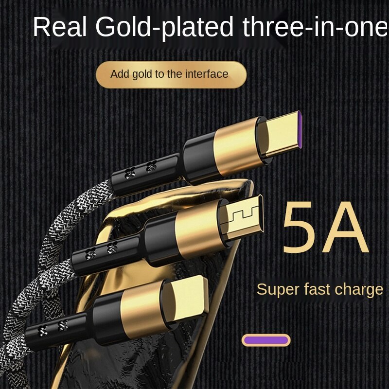 5A Super Fast Charging One Drag Three Data Cable Is Suitable for Type-C ...