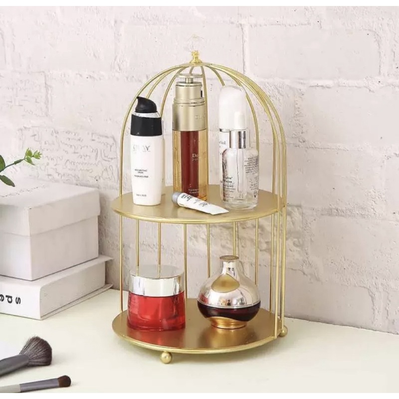 Mini Iron bird cage shelf lipstick perfume skin care product finishing ...