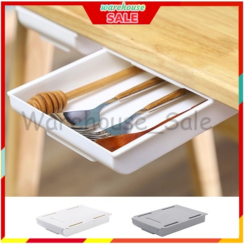 🔥READY STOCK Creative Self-Adhesive Under Desk Organizer Drawer Storage Box Can Dual-use Table ...