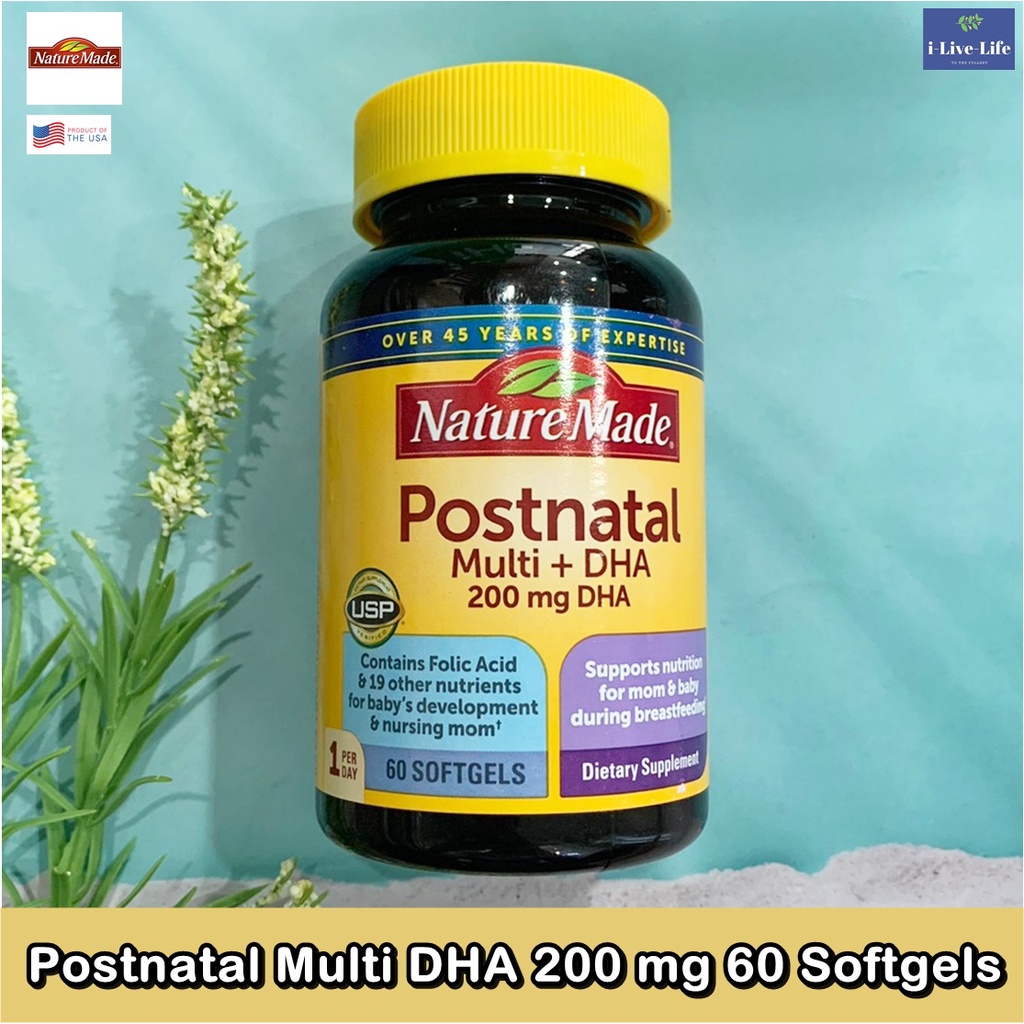 Postnatal Multi + DHA 200 mg 60 Softgels-Nature Made Vitamin ...
