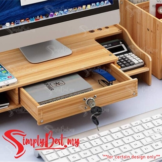 SIMPLYBEST Stationery Thick Wooden Rack Desktop Drawer Lock Organizer ...