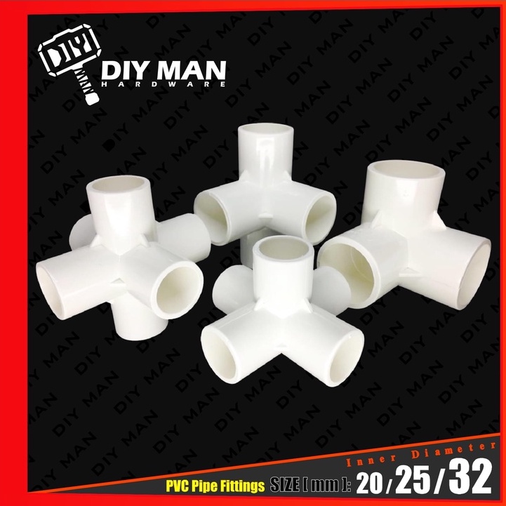 PVC Fitting Pipe Joint Connector Penyambung Pipe Pvc DIY Pipe 3Way 4Way 5Way 6Way 20mm 25mm 32mm ...