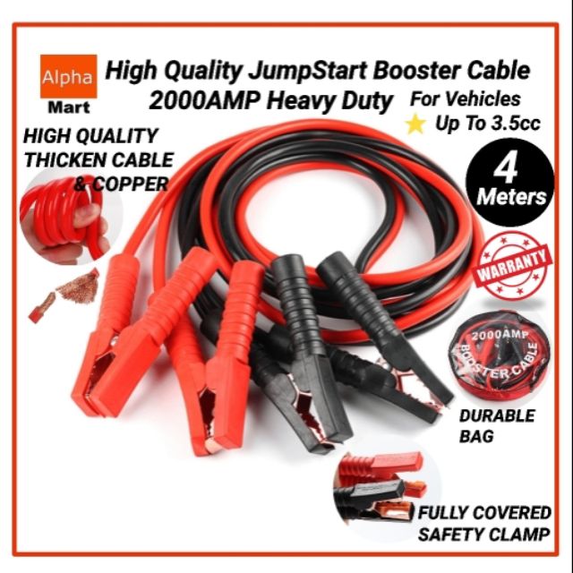 Alpha 4 Meters 2000AMP Power Booster Jumper Starter Cable Automotive ...