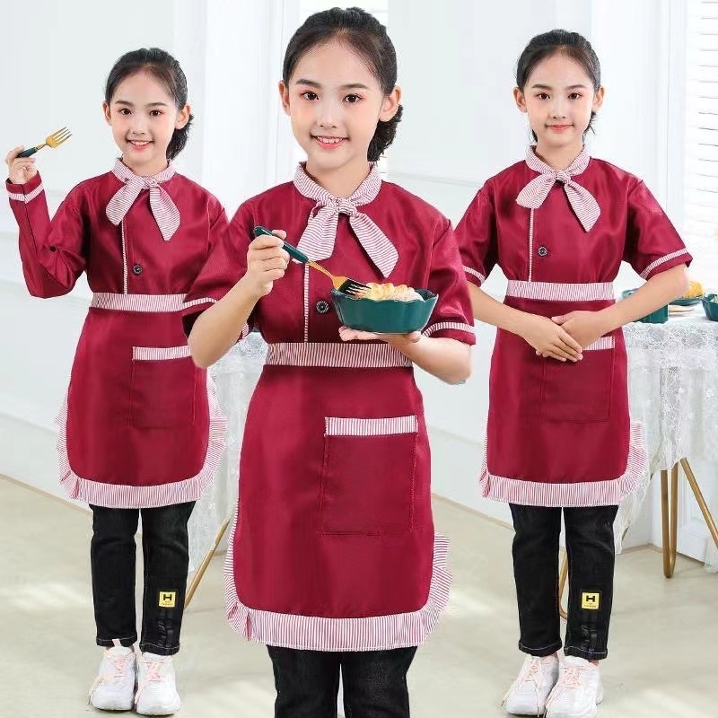 Baju Chef Budak Kids Chef Costume Girls Kitchen Chef Cooking Tops with ...