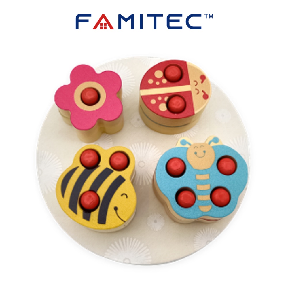 Wooden Sorting and Stacking Blocks Insects - Bees, Butterflies, Beetles ...