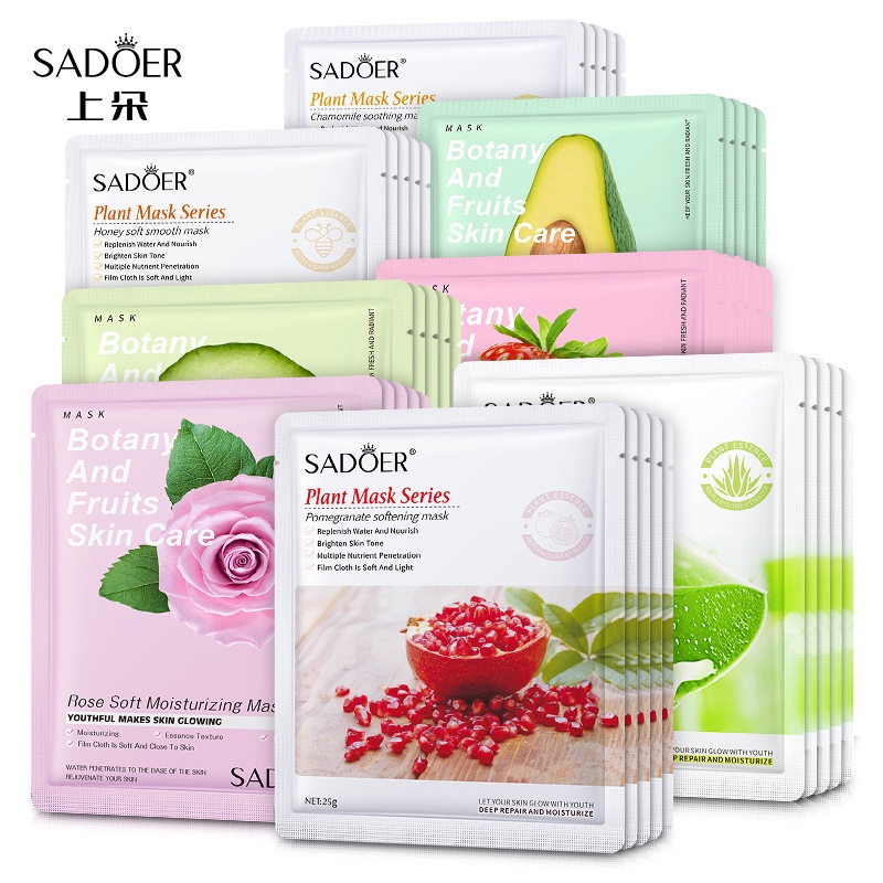 ROREC SADOER Fruit Plant Mask Series Natural Moisturizing Hydrating Brightening Facial Mask ...