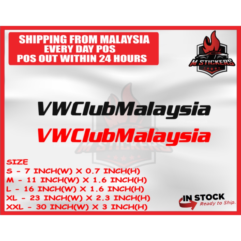 VW CLUB MALAYSIA CAR STICKER VOLKSWAGEN GOLF JETTA PASSAT TIGUAN TSI ...